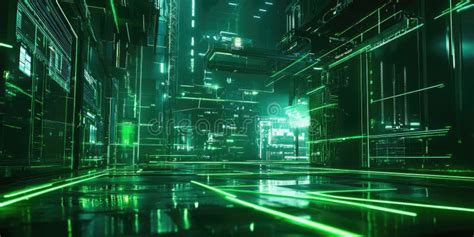 Emerald Data Streams Abstract Green Lines Flow And Intertwine Over A Dark Background Dotted