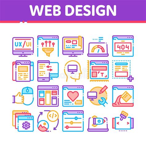 Web Design Development Collection Icons Set Vector Stock Vector