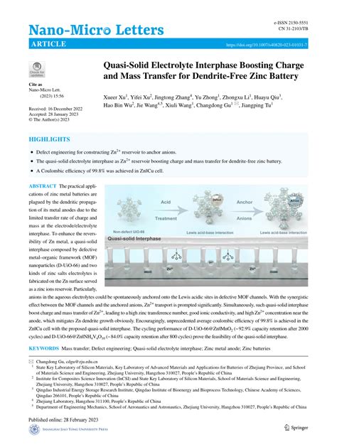 Pdf Quasi Solid Electrolyte Interphase Boosting Charge And Mass