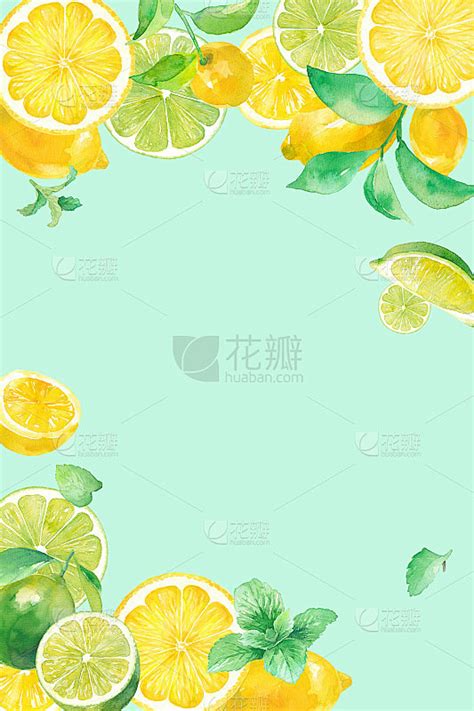 清新的柑橘和薄荷水彩画插图柠檬和酸橙的立式框架设计