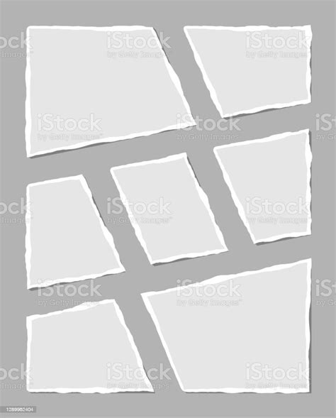 찢어진 흰색 노트 세트 회색 배경에 고립 된 다양한 모양의 찢어진 종이 조각 벡터 그림입니다 0명에 대한 스톡 벡터 아트 및 기타 이미지 Istock