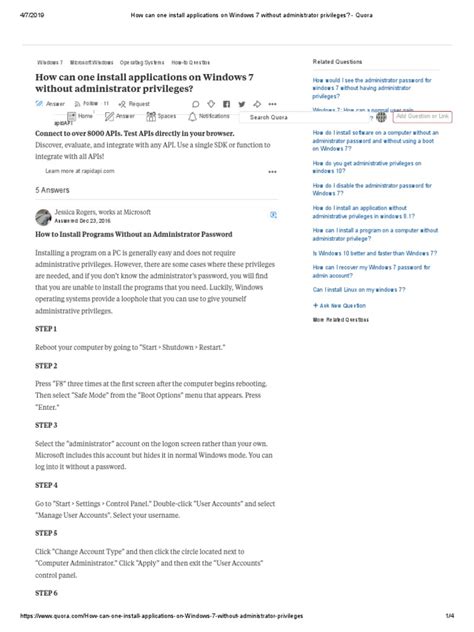 How Can One Install Applications On Windows 7 Without Administrator Privileges Quora Pdf