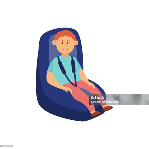 ilustración de niño sujetado en silla de coche de seguridad para niños