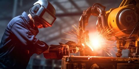 Engineer Programming Robot And Robot Arm Welding At Manufacturer