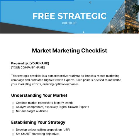 Free Strategic Checklist Template To Edit Online