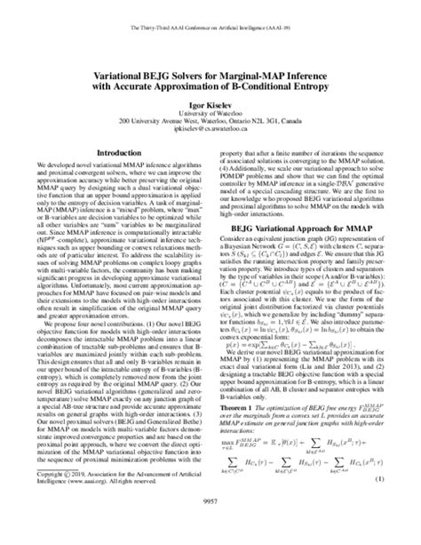 Pdf Variational Bejg Solvers For Marginal Map Inference With Accurate Approximation Of B