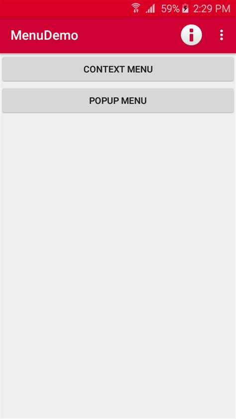 Point Of Android Menucontext Menu Option Menu Popup Menu Main Menu