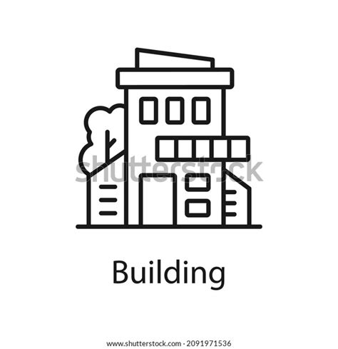Building Vector Outline Icon Web Isolated Stock Vector Royalty Free