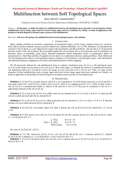 Pdf Multifunction Between Soft Topological Spaces