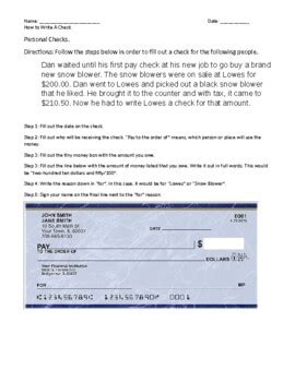 Personal Checks Activity How To Fill Out A Check By Fun History With Mr Loc