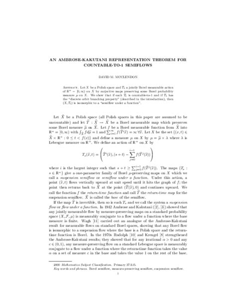 Pdf An Ambrose Kakutani Representation Theorem For Countable To 1