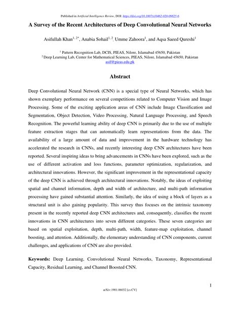 Pdf A Survey Of The Recent Architectures Of Deep Convolutional Neural Networks