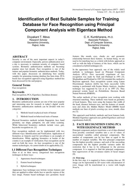 Pdf Identification Of Best Suitable Samples For Training Database For Face Recognition Using