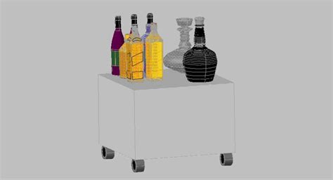 3d Model Of Table And Bottles Detail Cad Furniture Block Layout Autocad File