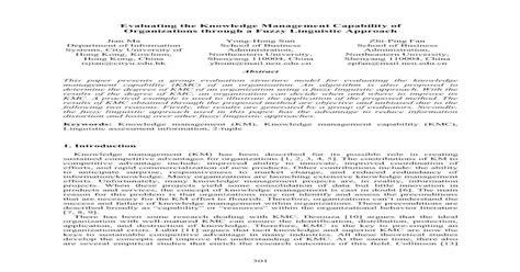 Pdf Evaluating The Knowledge Management Capability Evaluating The Knowledge Management