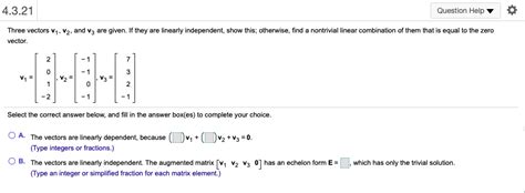 Solved 4321 Question Help Three Vectors V1 V2 And V3 Are