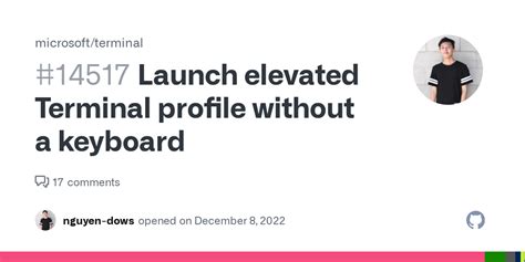 Launch Elevated Terminal Profile Without A Keyboard · Issue 14517 · Microsoftterminal · Github