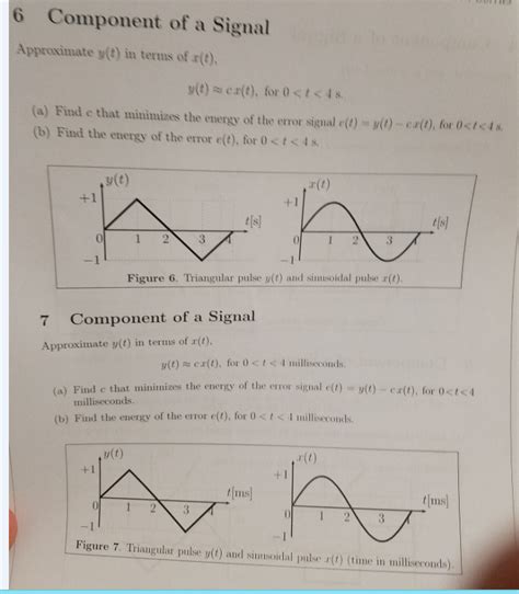 solved 6 component of a signal approximate y t in terms of