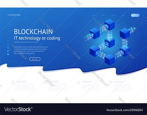 Isometric Concept Of Quantum Computers Blockchain Vector Image