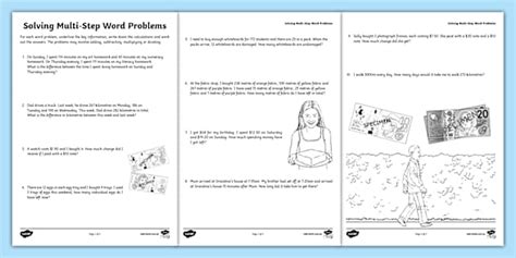 Solving Multi Step Word Problems Activity Sheet Twinkl
