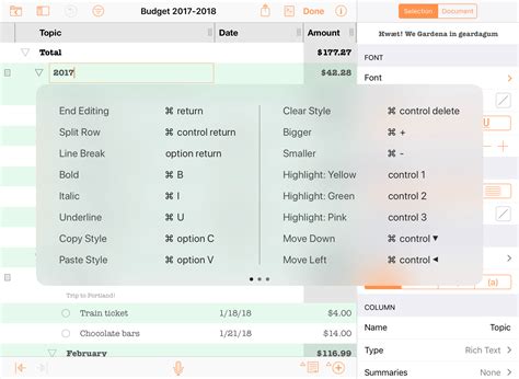 Keyboard Shortcuts Omnioutliner Pro Reference Manual For Ios