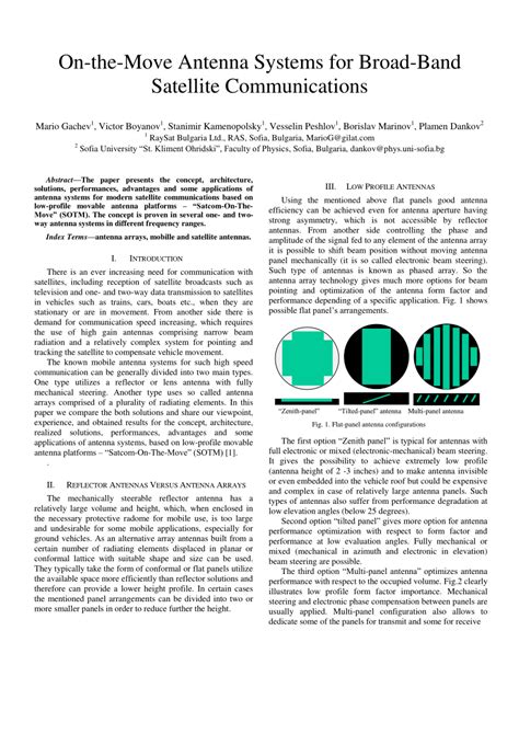 Pdf On The Move Antenna Systems For Broad Band Satellite Communications