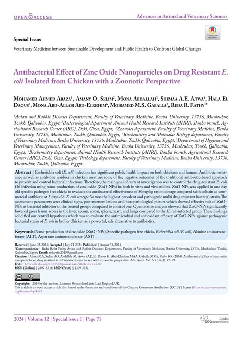 Pdf Antibacterial Effect Of Zinc Oxide Nanoparticles On Drug