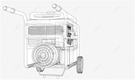 Outline Portable Gasoline Generator Vector Alternator Power Engine Vector Alternator Power
