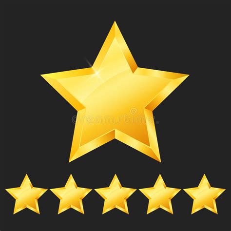 Gold Star Rating Five Golden Stars Stock Illustrations Gold