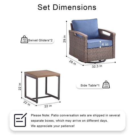 Pocassy Outdoor Patio Sofa Chair Ottoman Table Furniture Set
