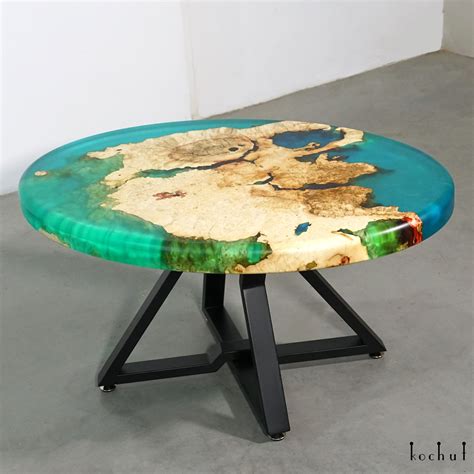 Журнальний столик Малахітове сузіря Каліфорнійський клен епоксидна смола поліуретан