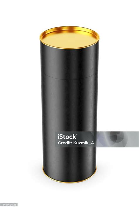 고립되는 까만 종이 관 또는 마분지 실린더 상자 포장 3d 렌더링 0명에 대한 스톡 사진 및 기타 이미지 0명 검은색 공란 Istock