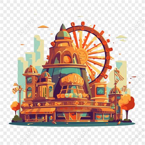 카지노 클립 아트 정사각형 건물과 관람차 만화를 보여주는 그림 벡터폰트제도법 Png 일러스트 무료 다운로드 Lovepik