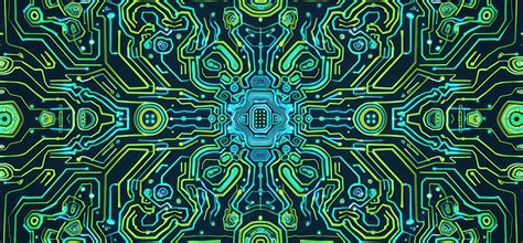Abstract Circuit Board Design With Vibrant Colors Representing Technology And Connectivity