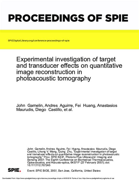 Pdf Experimental Investigation Of Target And Transducer Effects On