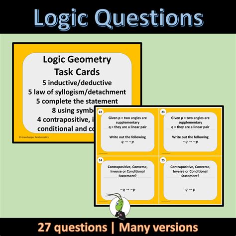 Geometry Logic Task Cards Inductive And Deductive Law Of Syllogism Google Made By Teachers