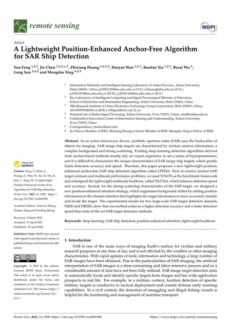 Pdf A Lightweight Position Enhanced Anchor Free Algorithm For Sar
