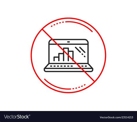 Graph Laptop Line Icon Column Chart Sign Vector Image