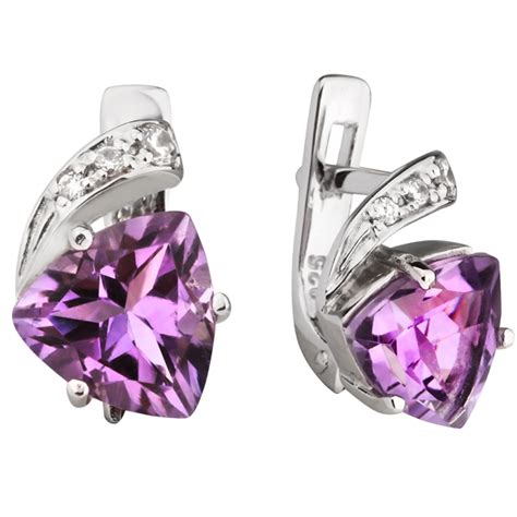 Серьги с аметистом из серебра