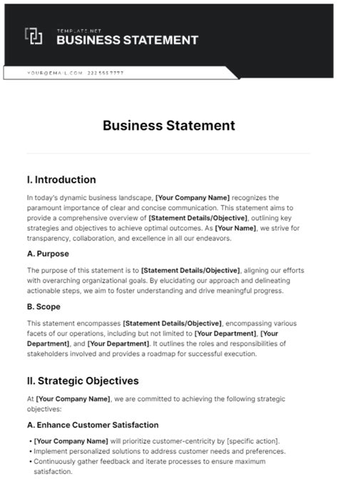 Business Statement Template Edit Online And Download Example