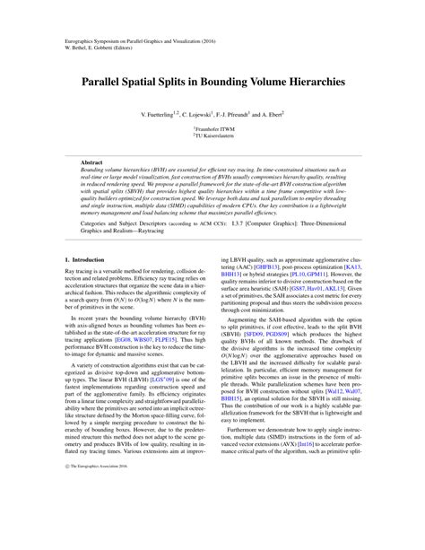 Pdf Parallel Spatial Splits In Bounding Volume Hierarchies