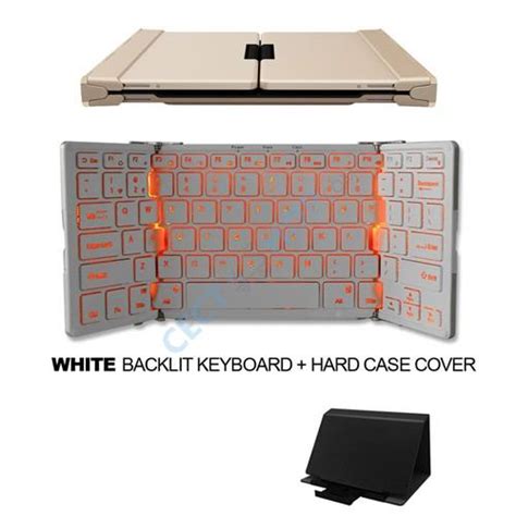 BOW Tri Foldable Bluetooth Backlit Keyboard HB B White