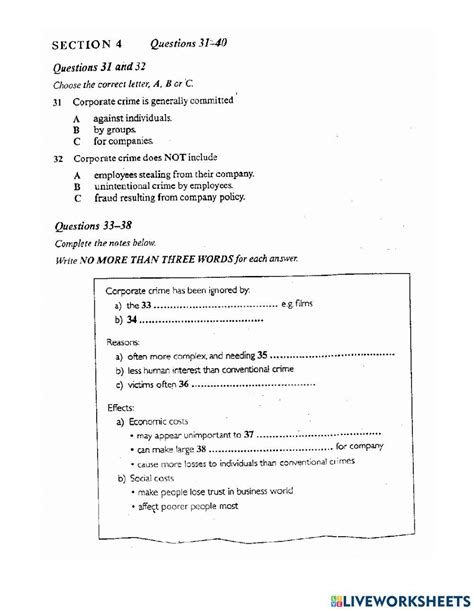 Ielts Listening Test Cam 17 Worksheet Live Worksheets 54 Off