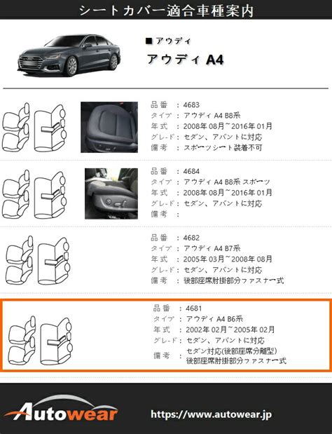 楽天市場アウディ A4 シートカバーポイント 品番 4681 B6系2002年 02月2005年 02月アウディ1台分セット