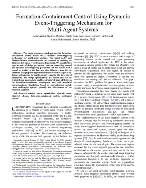 pdf formation containment control using dynamic event triggering