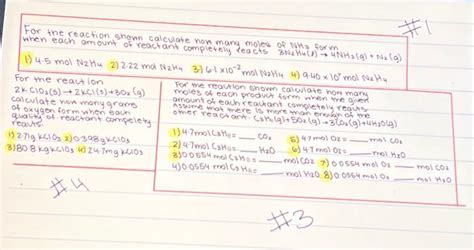 solved for the reaction shown calculate now many moles of