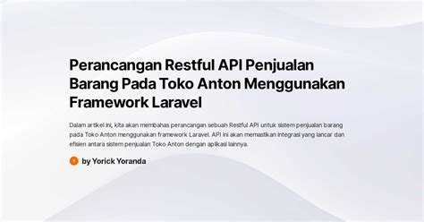 Perancangan Restful API Penjualan Barang Pada Toko Anton Menggunakan