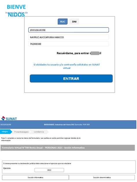 Sunat De 709 Pdf Impuestos Impuesto Sobre La Renta