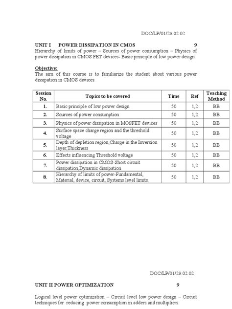 Vl9252 Low Power Vlsi Desing 3 Pdf Field Effect Transistor Cmos