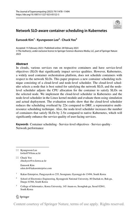 Network Slo Aware Container Scheduling In Kubernetes Request Pdf
